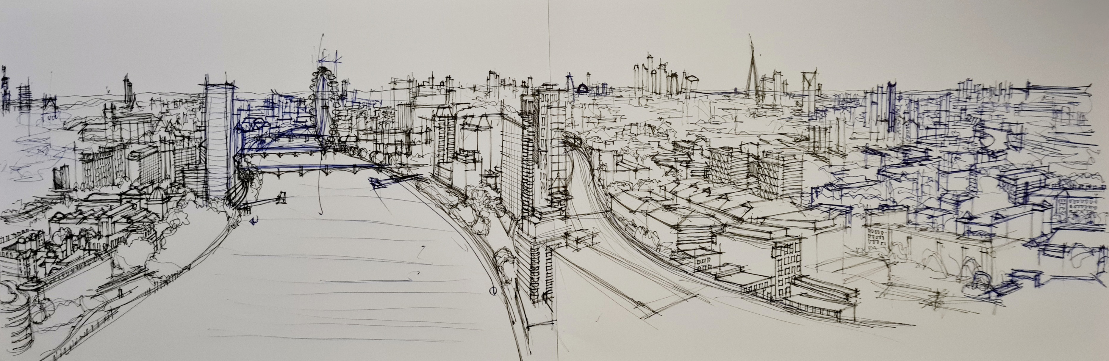 London Aerial Drawing – Andy Siddall Drawings