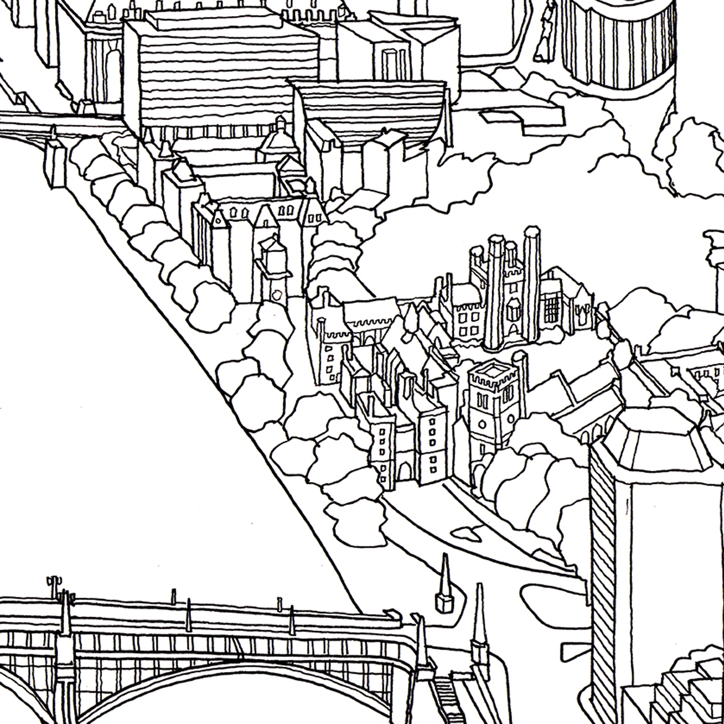 London Aerial Drawing – Andy Siddall Drawings