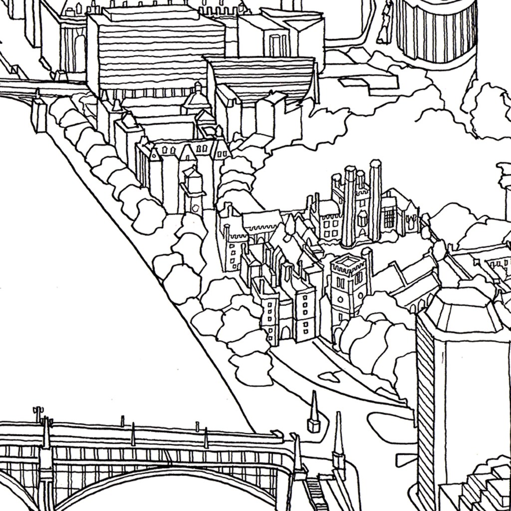 London Aerial Drawing – Andy Siddall Drawings