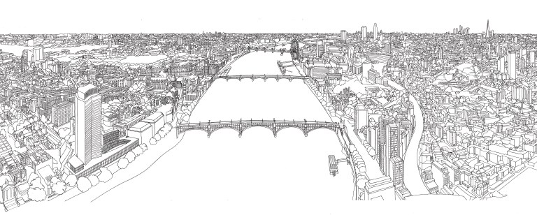 London Aerial Drawing – Andy Siddall Drawings
